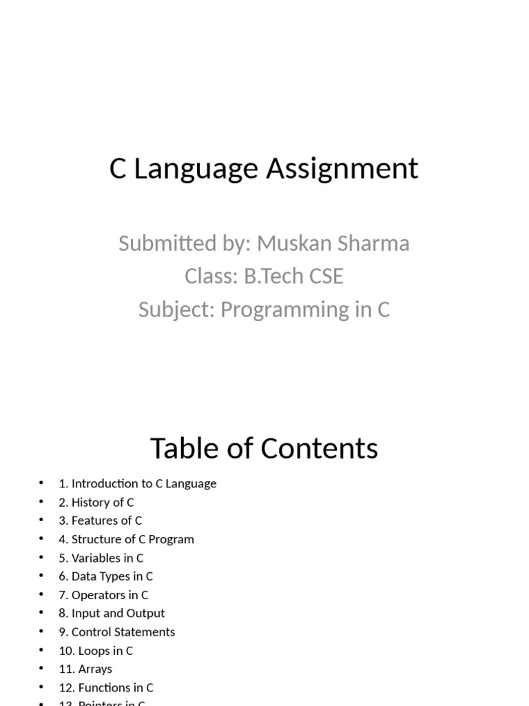 C Language 15 Slides Assignment | PDF | C (Programming Language) | Pointer (Computer Programming)