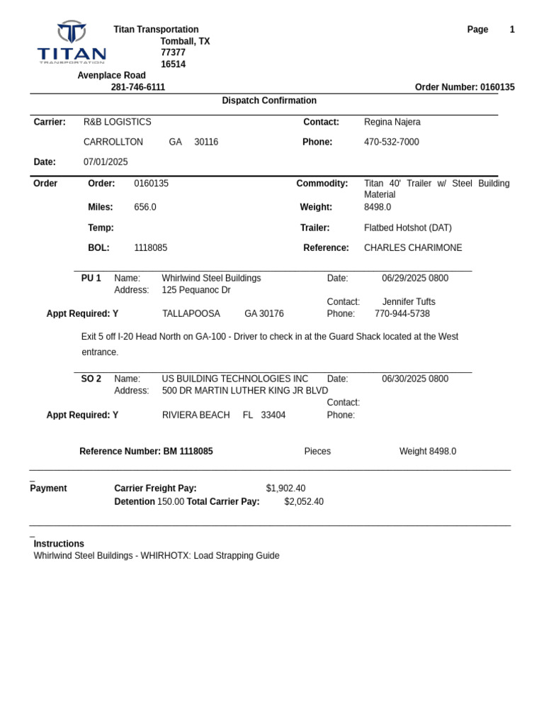 Order Confirmation 0160135 1003802833681385404-Lme Temp | PDF | Cargo ...