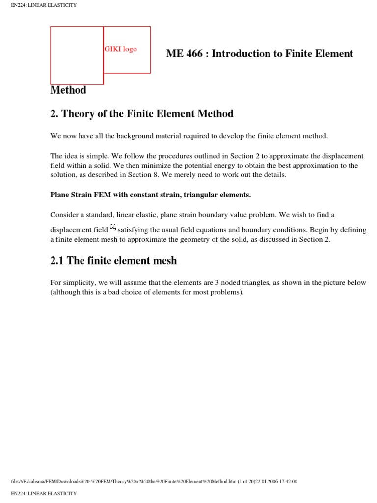 Theory of The Finite Element Method | PDF | Linear Elasticity | Finite Element Method