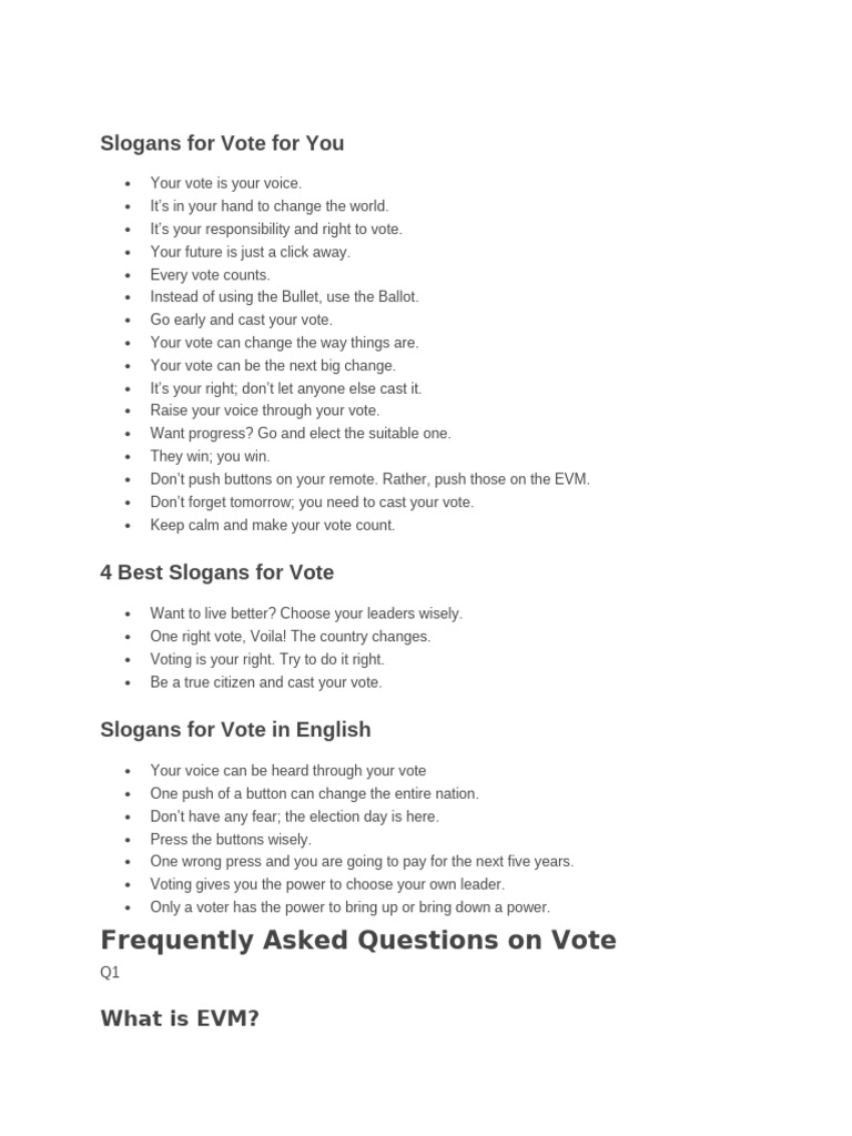 Slogans For Vote For You | PDF