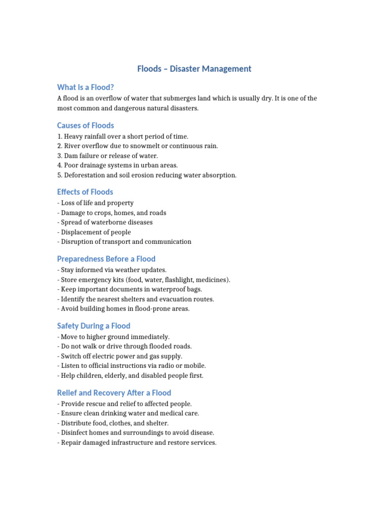 Floods Disaster Management | PDF