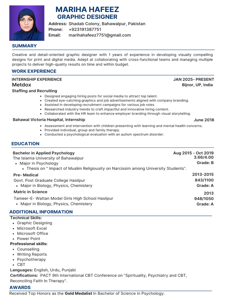 Graphic Designer CV | PDF | Cognitive Behavioral Therapy | Psychotherapy
