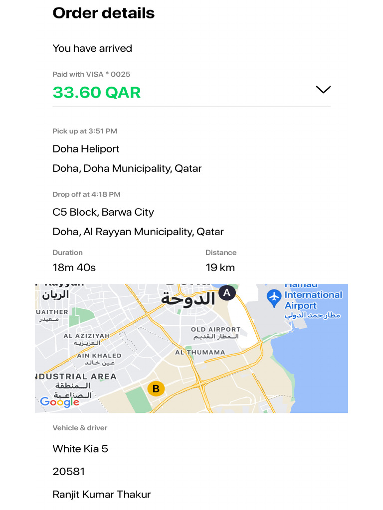 Taxi Bill Heliport To Doha | PDF