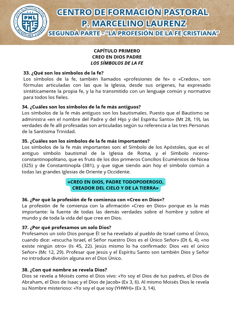 Segunda Parte - "La Profesión de La Fe Cristiana | PDF | María, madre de Jesús | Cristo (título)
