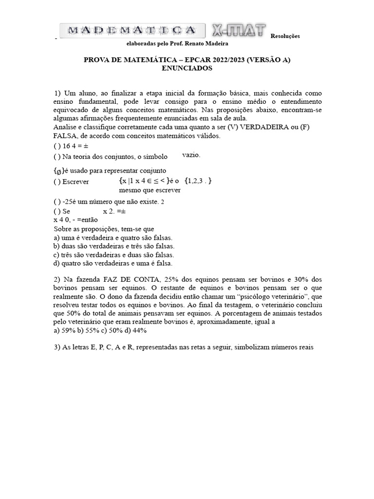 Prova de Matemática Epcar 2022-2023 Resolvida - Documentos Google | PDF | Triângulo | Matemática