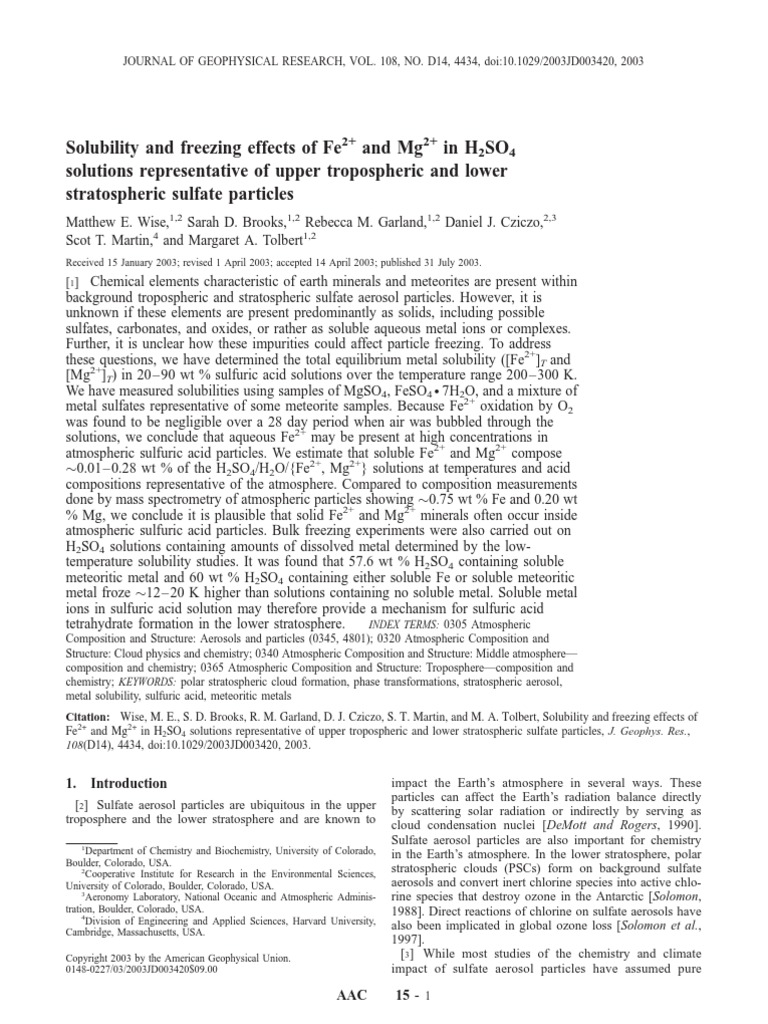 Solubility of Mgso4 and Feso4 in H2so4 | PDF | Solubility | Chemical ...