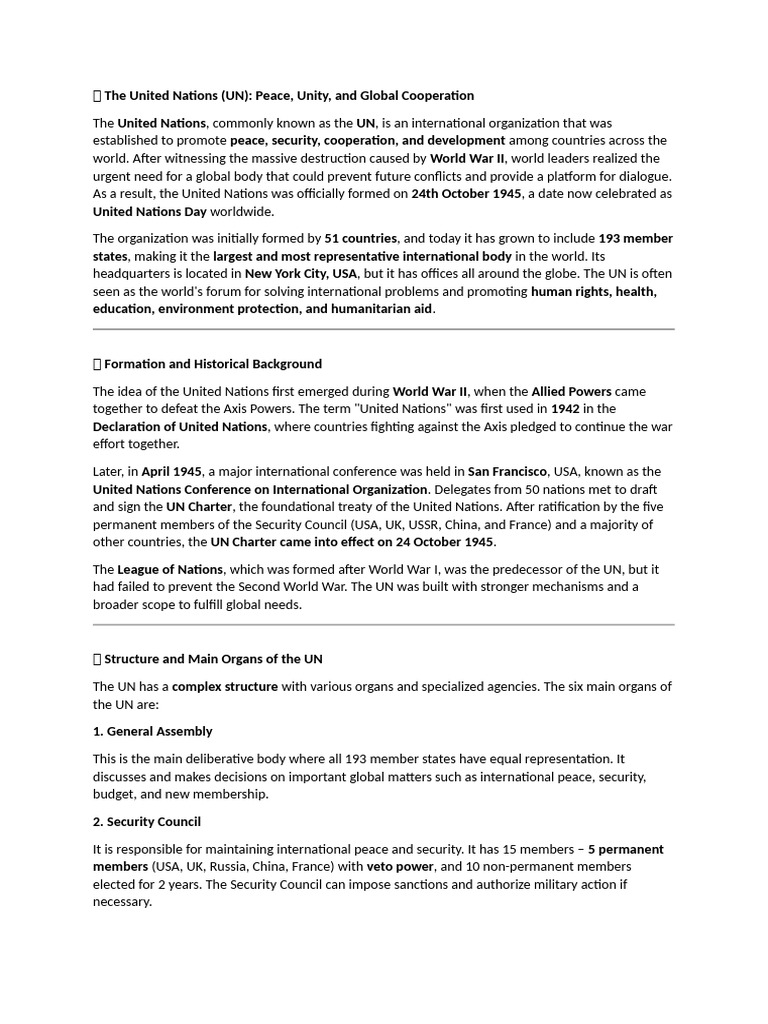 UN Day 2025: Promoting Global Unity | PDF | United Nations ...