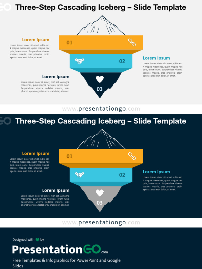 Three-Step Cascading Iceberg - by PresentationGO | PDF