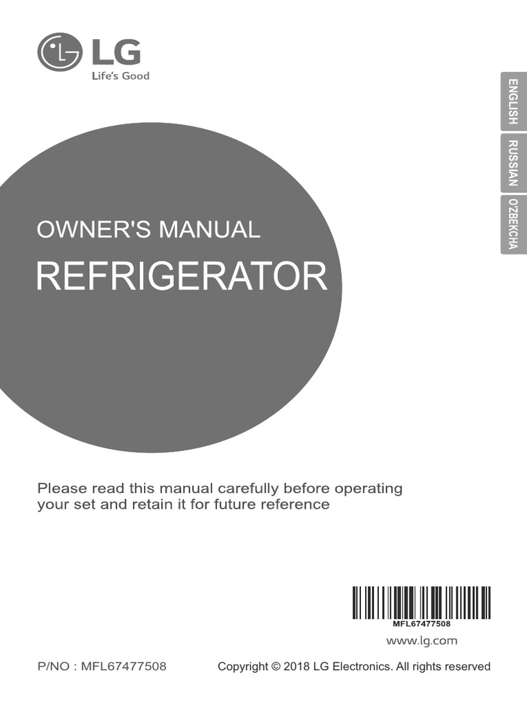 MFL67477508 English+Russian+Uzbek | PDF | Refrigerator