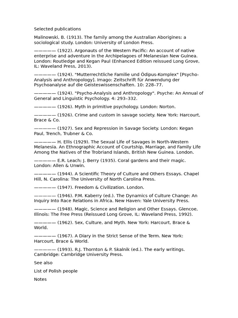 Malinowski 5 | PDF | Field Research