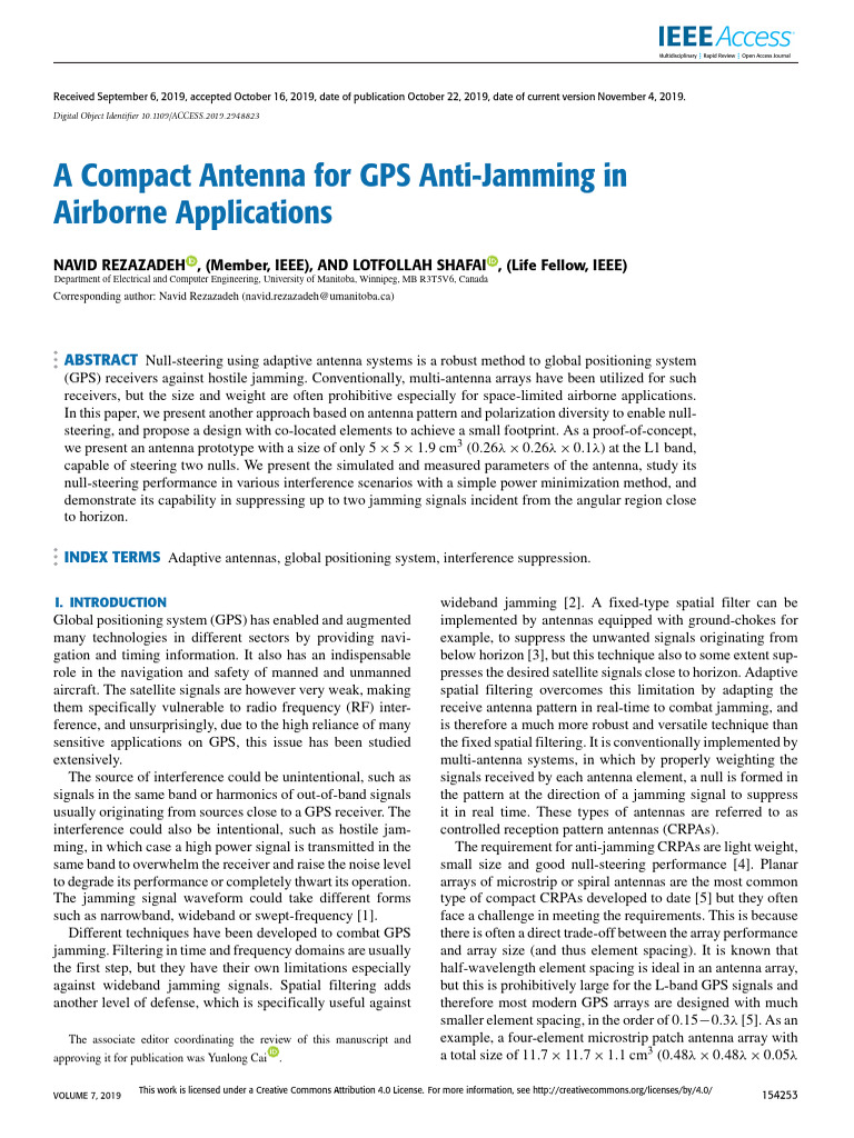 A Compact Antenna For GPS Anti-Jamming in Airborne Applications | PDF ...