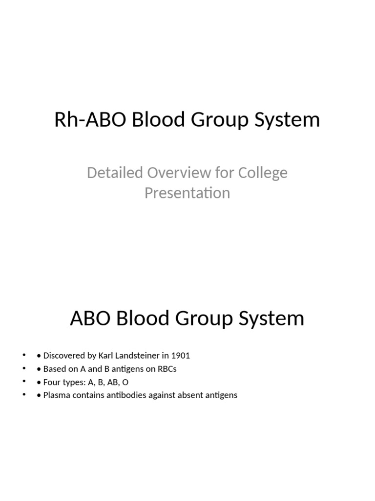 RH ABO Blood Group System Presentation | PDF