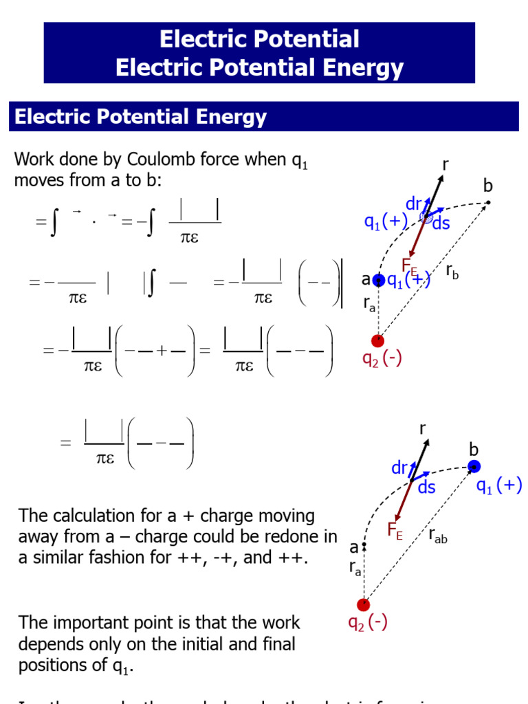 Lecture MPElectrostatic Potential | PDF | Force | Potential Energy