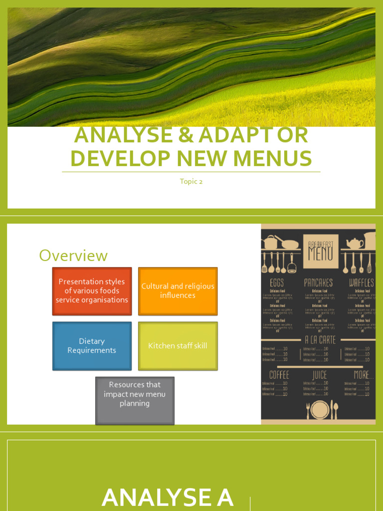Copy1-Topic 2 - Analyse & Adapt or Develop New Menus | PDF | Menu | Fat