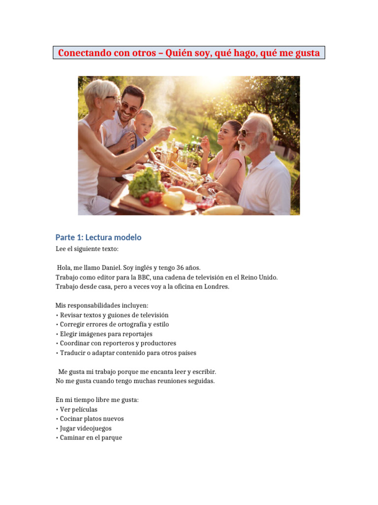 Actividad Comunicativa Conversacion Boda Trabajo Hobbies | PDF