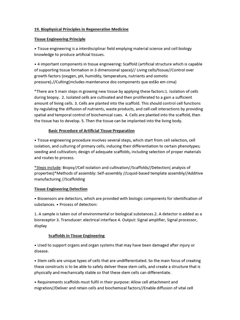 Biophysical Principles in Tissue Engineering | PDF | Tissue Engineering ...
