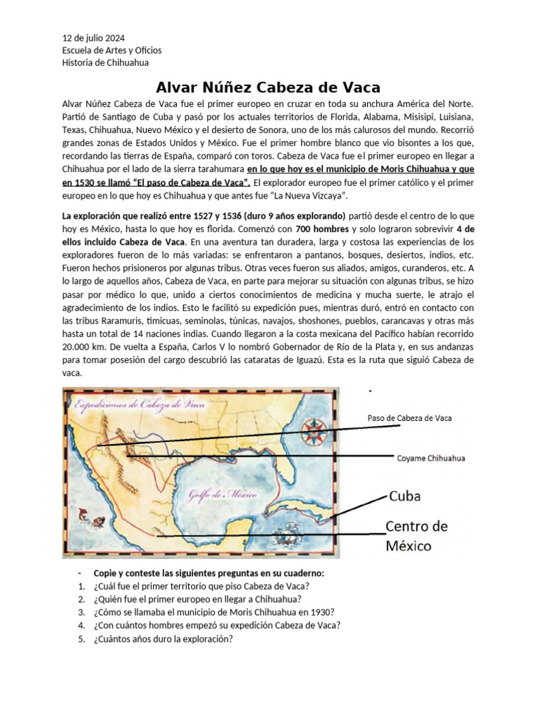 Alvar Núñez Cabeza de Vaca | PDF | Chihuahua (estado) | México