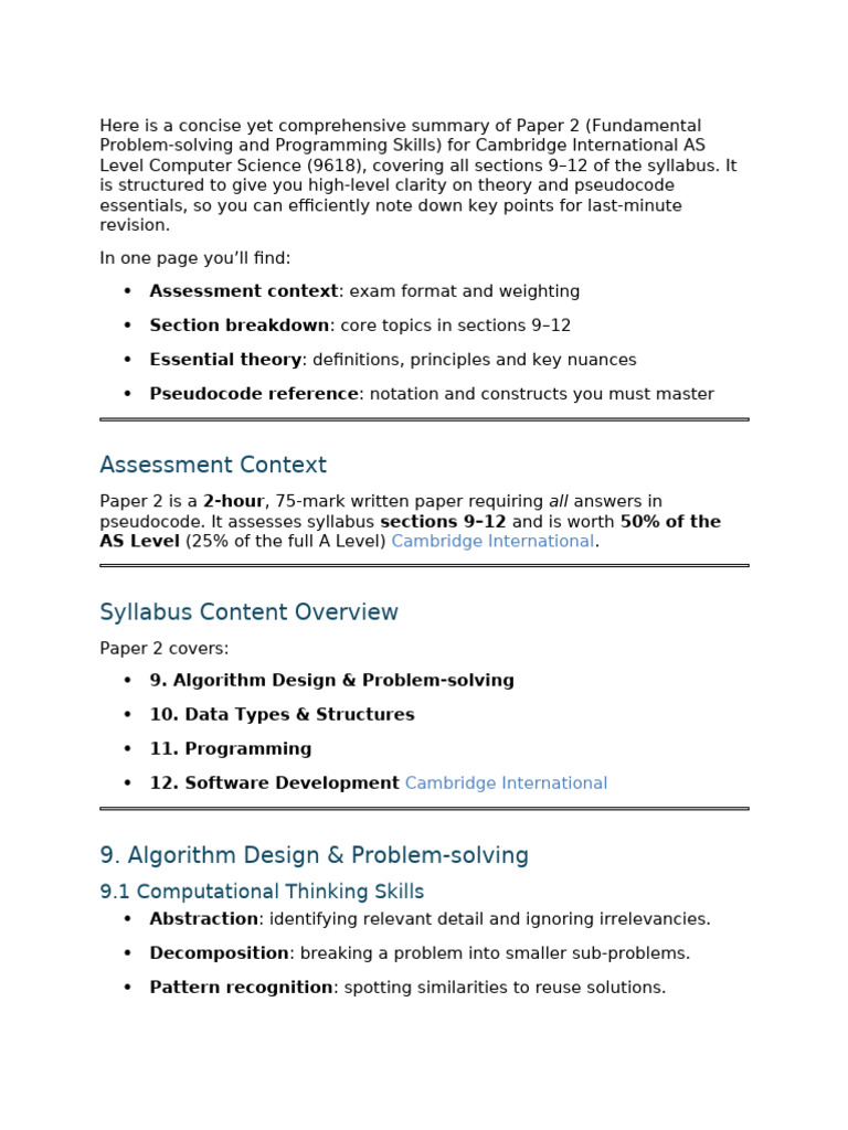 Paper 2 Summary | PDF | Algorithms | Control Flow