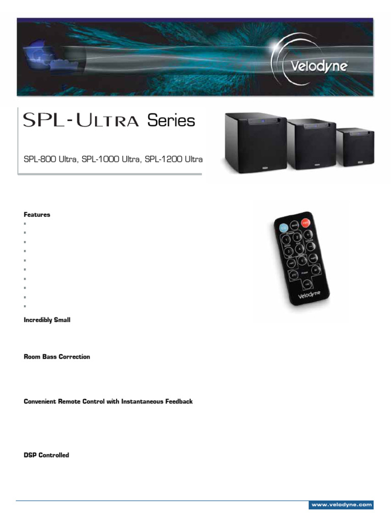 SPL-UltraSeriesDatasheet SUB VELODYNE | PDF | Signal Processing | Sound Production Technology