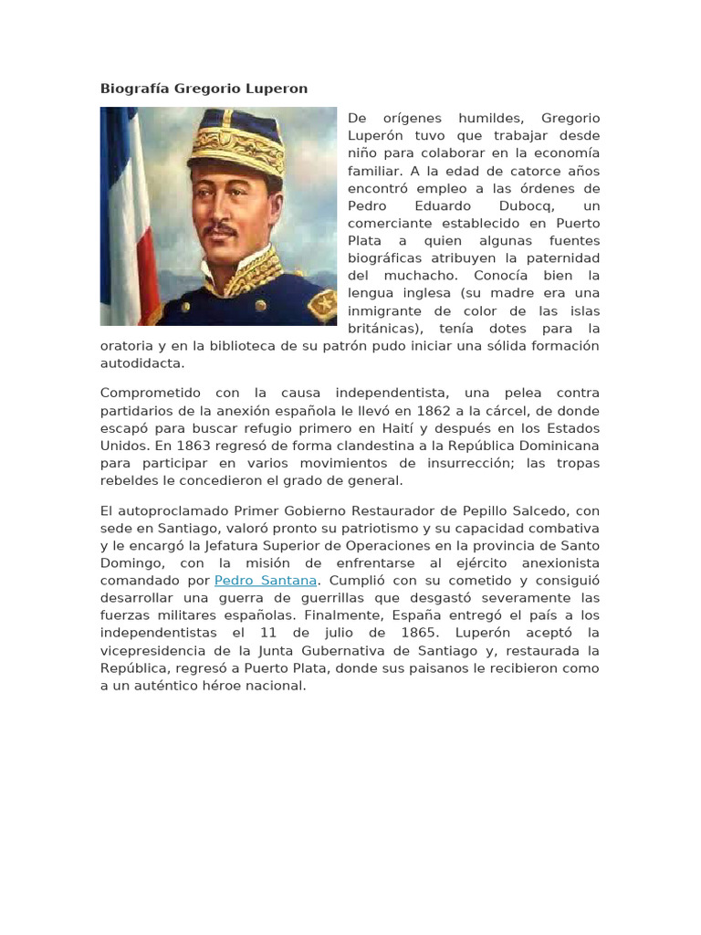 Biografía Gregorio Luperon | PDF