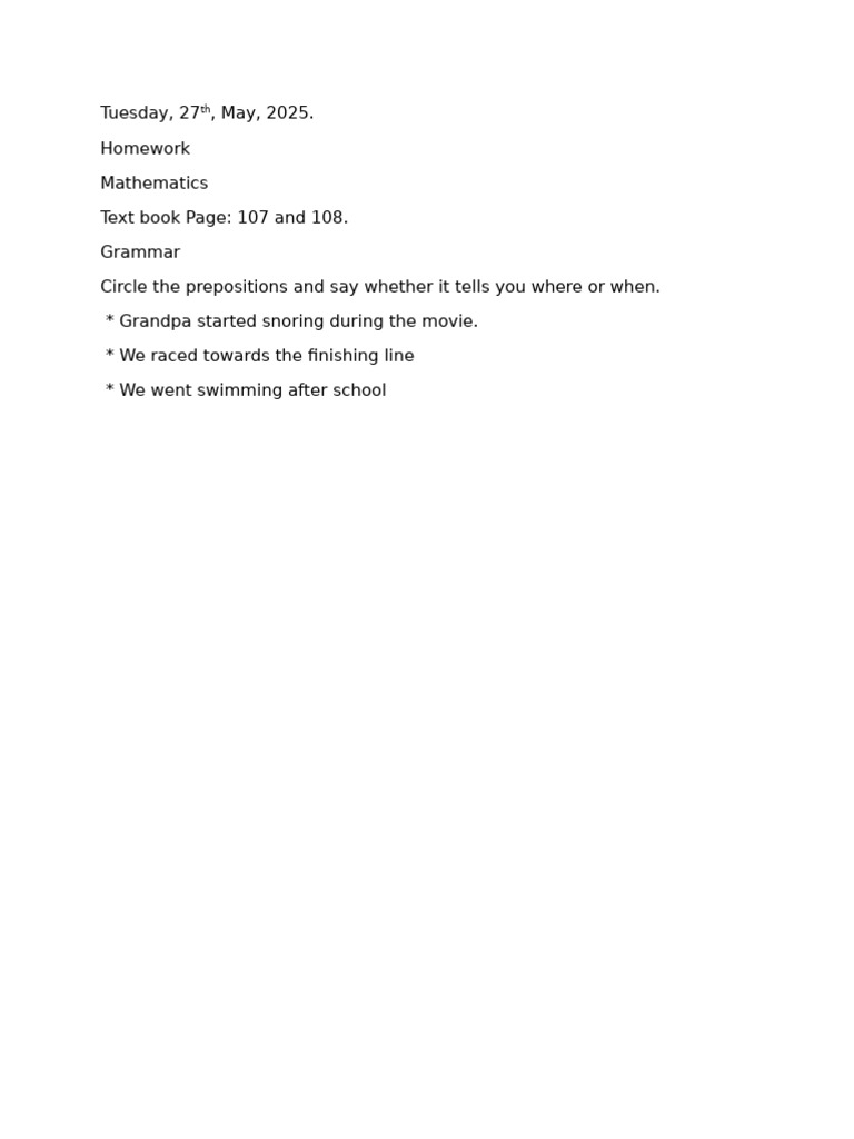 Math and Grammar Homework Guide | PDF