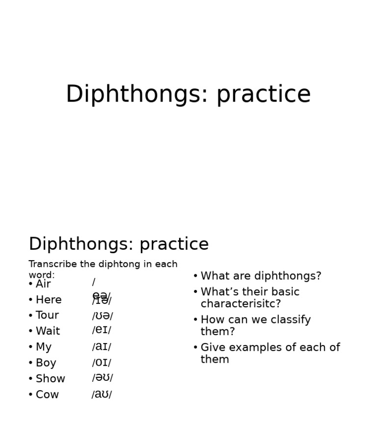 Diphthong Practice Guide | PDF