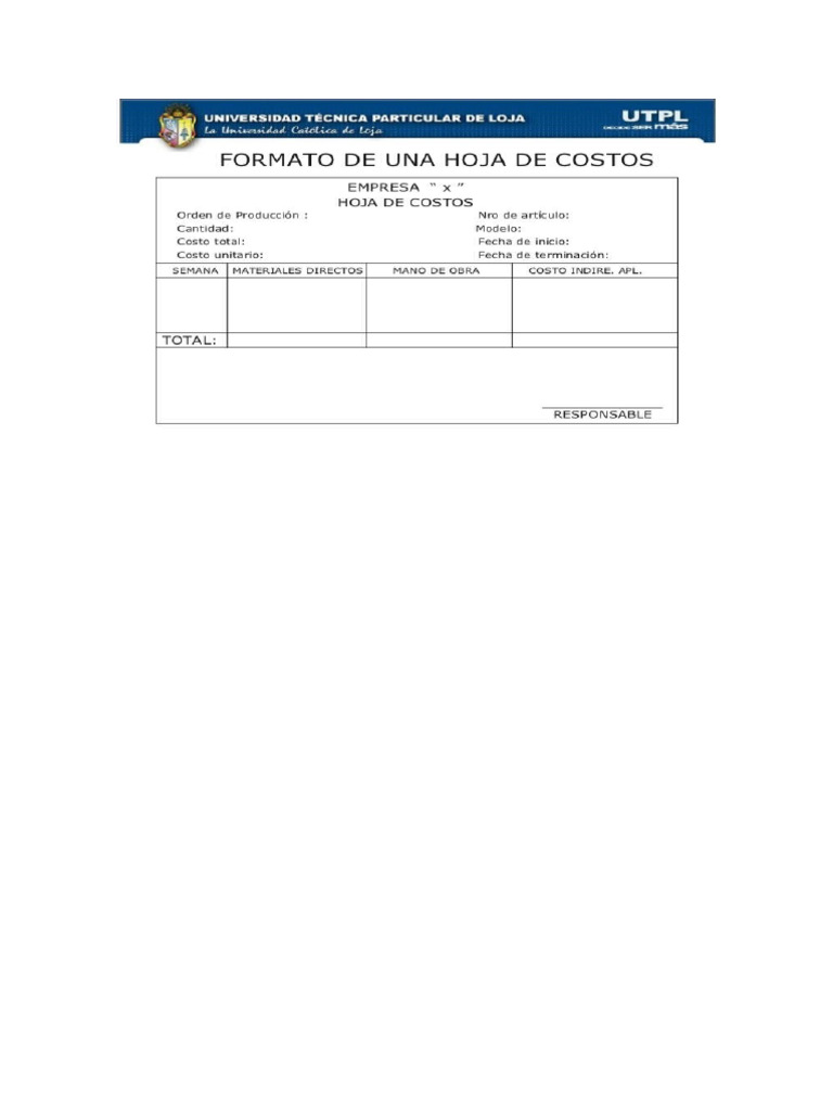 Formato de Hoja de Costo | PDF