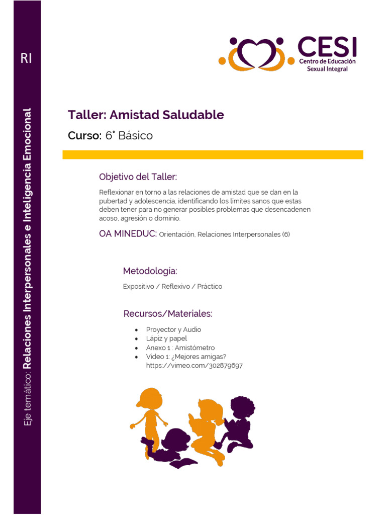 Taller sobre Amistades Saludables | PDF | Amistad | Conceptos psicologicos