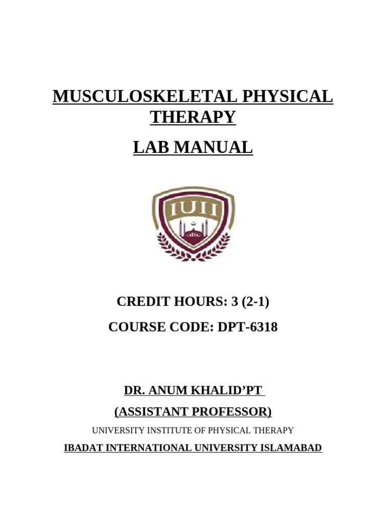 Musculoskeletal Physical Therapy Lab Manual - 1 | PDF | Knee | Elbow