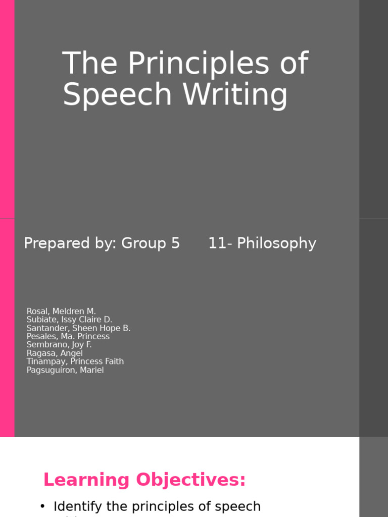 The Principles of Speech Writing | PDF | Public Speaking | Causality