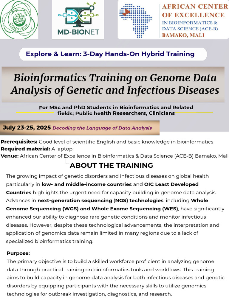 Bioinformatics Training On Genome Data Analysis | PDF