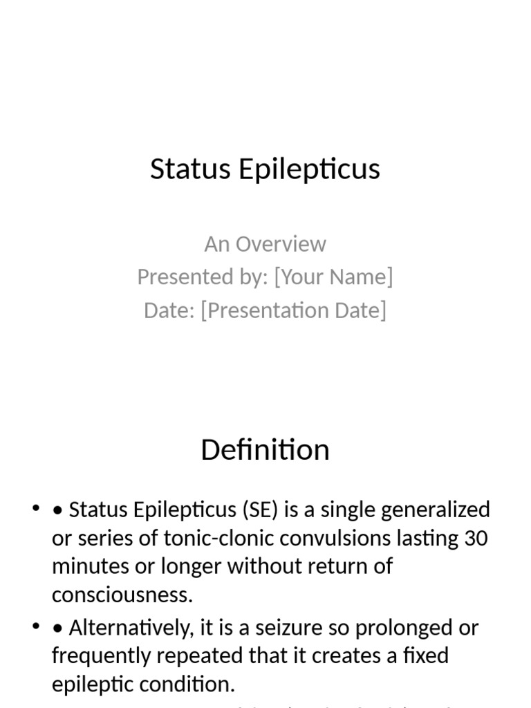 Updated Status Epilepticus Presentation | PDF | Epilepsy | Physiology