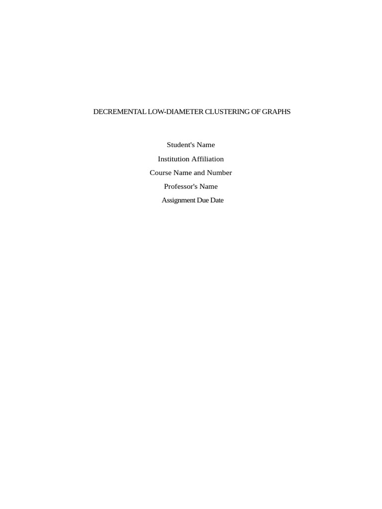 Decremental Low-Diameter Clustering of Graphs | PDF | Cluster Analysis ...