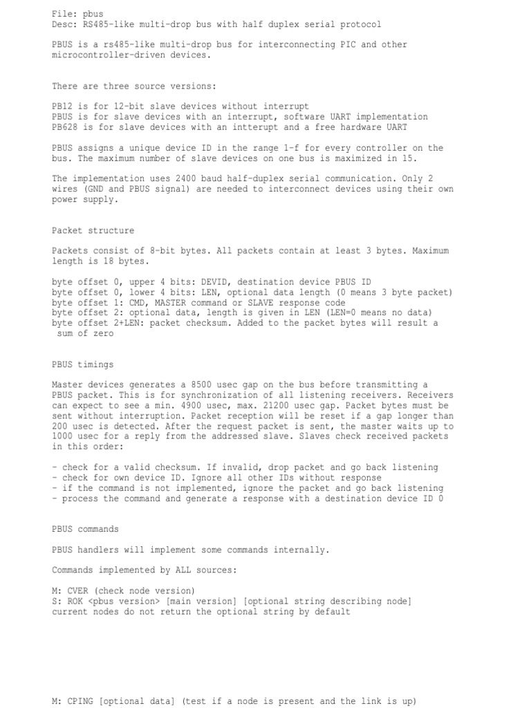 PBUS: A Half-Duplex Multi-Drop Serial Bus Protocol for Interconnecting ...