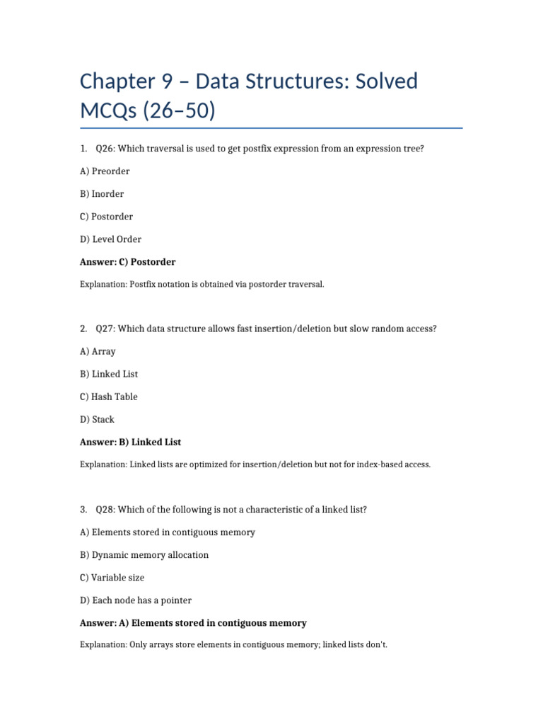 Chapter 9 Solved MCQs 26 To 50 | PDF
