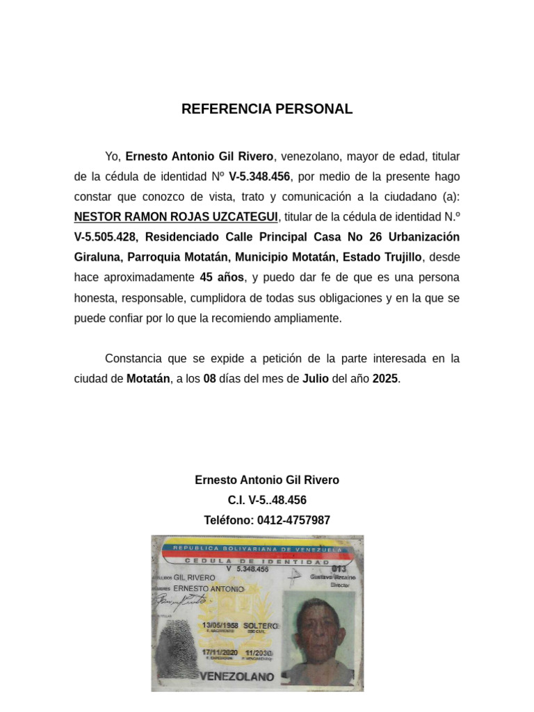 Referencia Personal | PDF