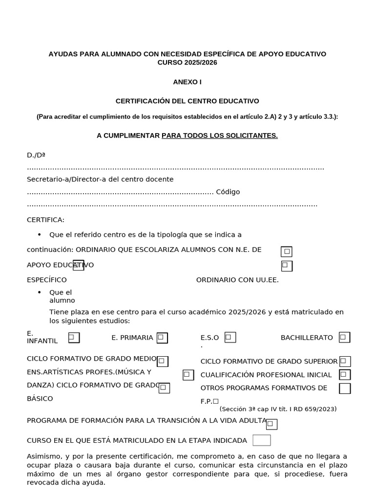 Conv NEAE - Anexo I | PDF