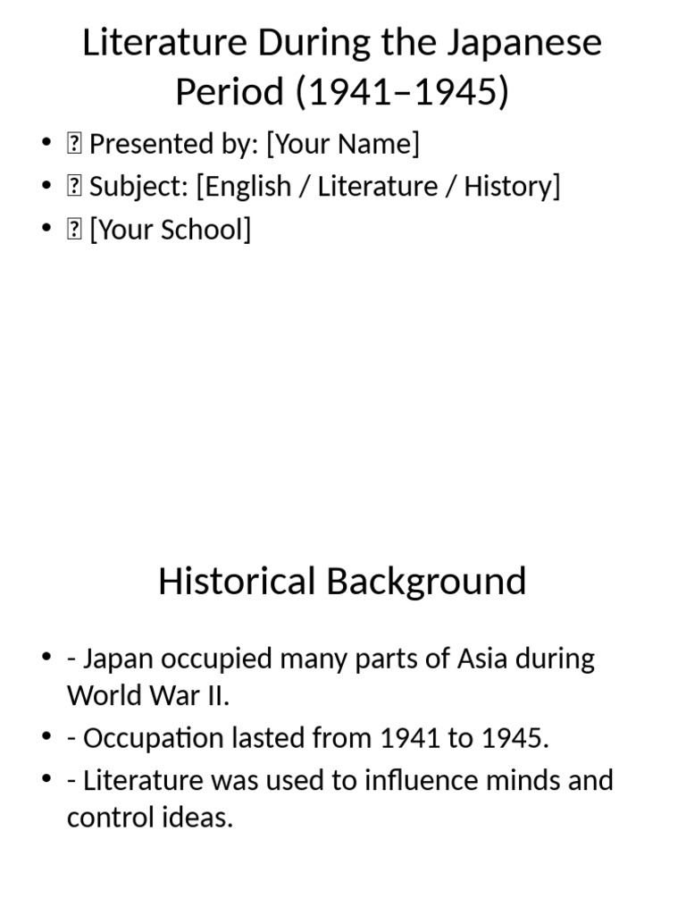Literature Japanese Period Presentation | PDF