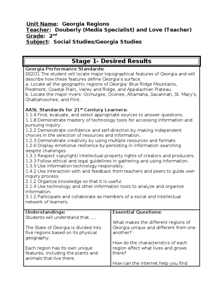 Georgia Landforms Lesson Plan | PDF | Internet | World Wide Web