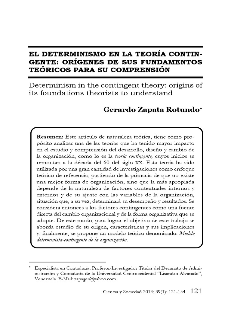 Orígenes del determinismo en teoría contingente | PDF | Teoría | Burocracia