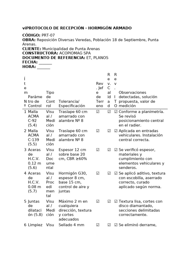 Protocolo Barandas | PDF | Materiales | Ingeniería de Edificación