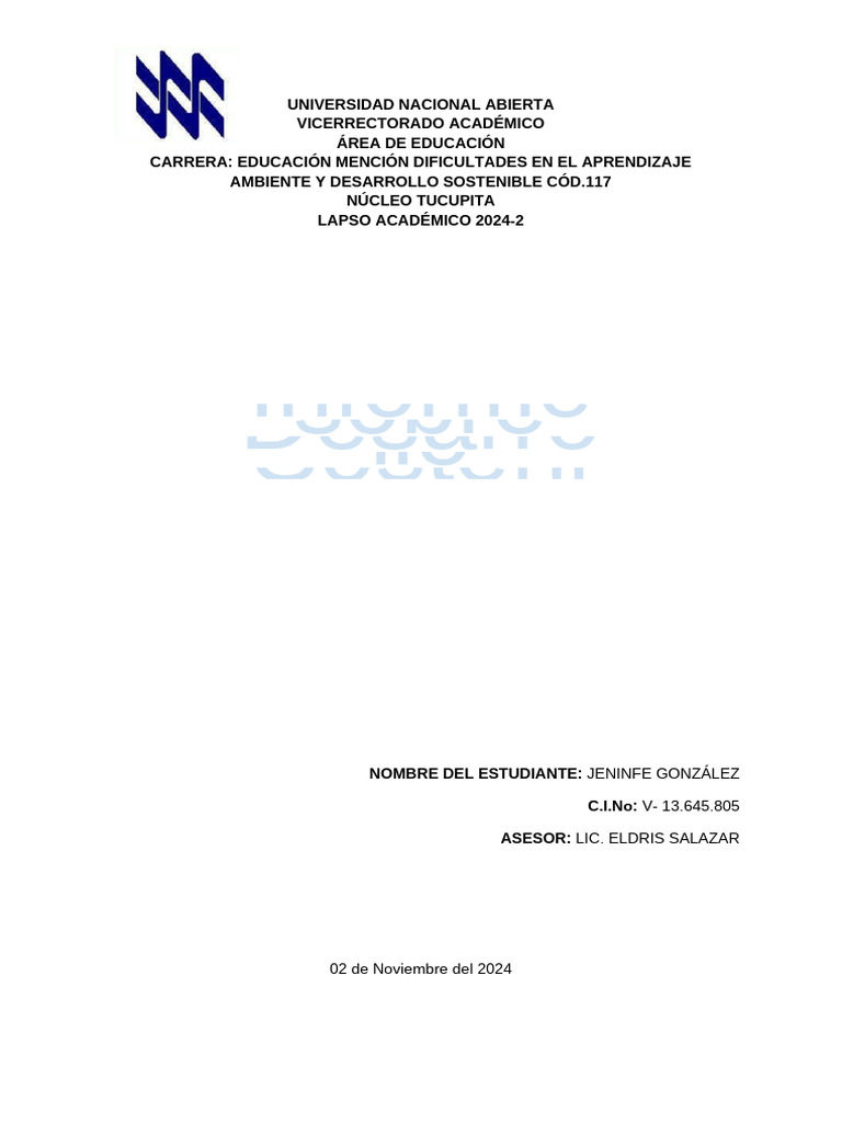 INFORME OBJ V COD. 117 Jeninfe González | PDF | Sustentabilidad ...