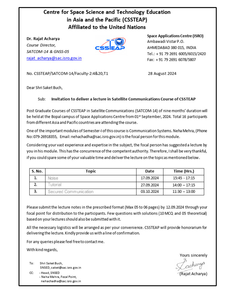 Lecturer SATCOM I-2p4&20&T1 Saket Buch Updated | PDF | Outer Space