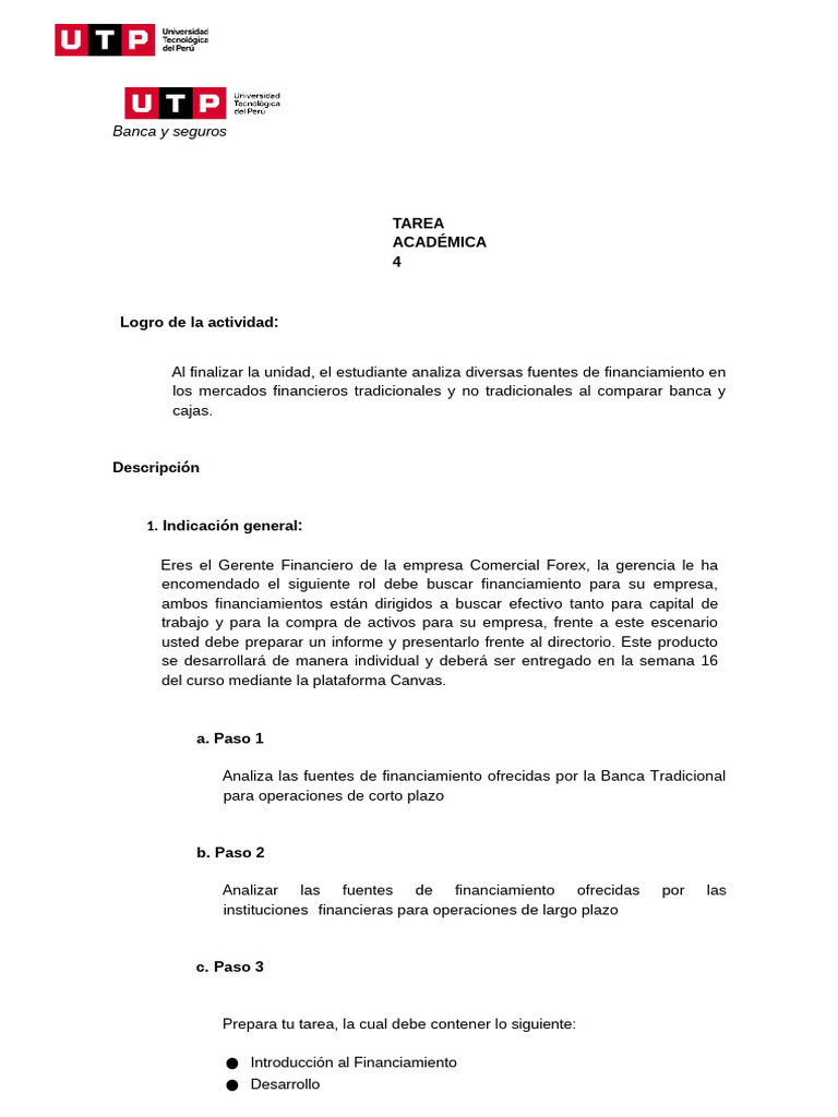 ? (AC-S16) Semana 16 - TAREA ACADEMICA 4 - Banca y Seguros | PDF | Bancos | Economias