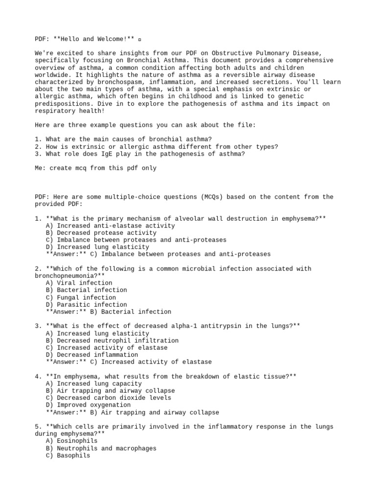 Pathophysiology Lec5 Disorder of Respiratory System Part 2-20-10 | PDF | Chronic Obstructive ...