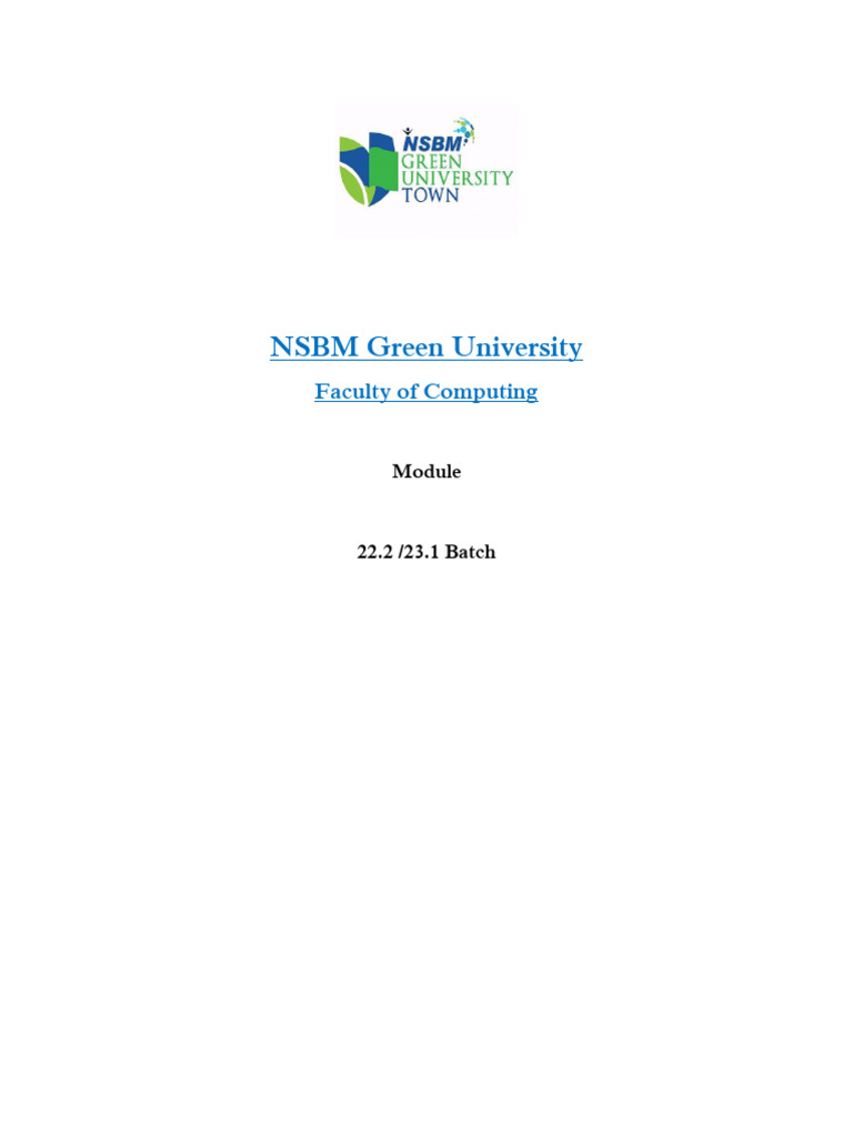 NSBM Green University: Faculty of Computing | PDF