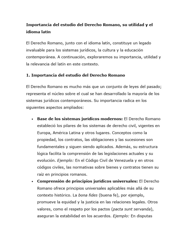 Importancia y Utilidad Dcho Romano. El Latin | PDF | latín | Ley romana