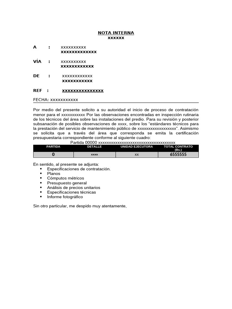 Modelo de Nota Interna | PDF