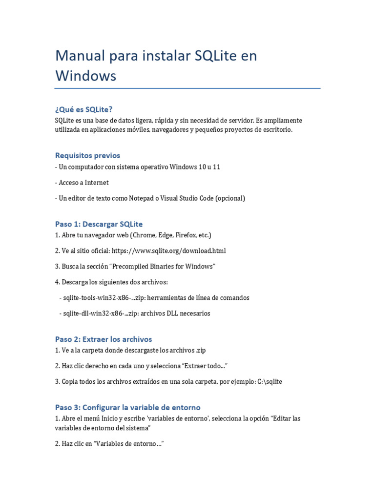 Manual Instalacion SQLite Windows-1 | PDF