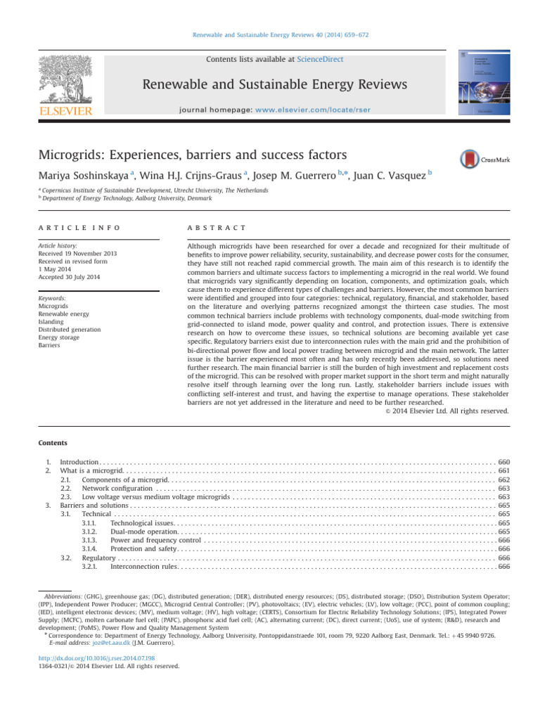 Microgrids Experiences, Barriers and Success Factors | PDF | Distributed Generation | Electrical ...